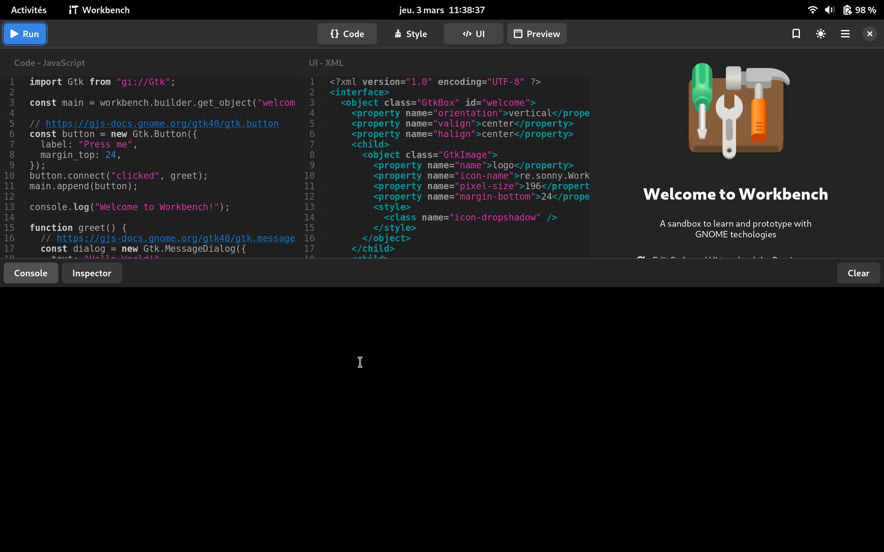Console is waaaaay too big on some (HiDPI ?) screens · Issue #33 · workbenchdev/Workbench · GitHub