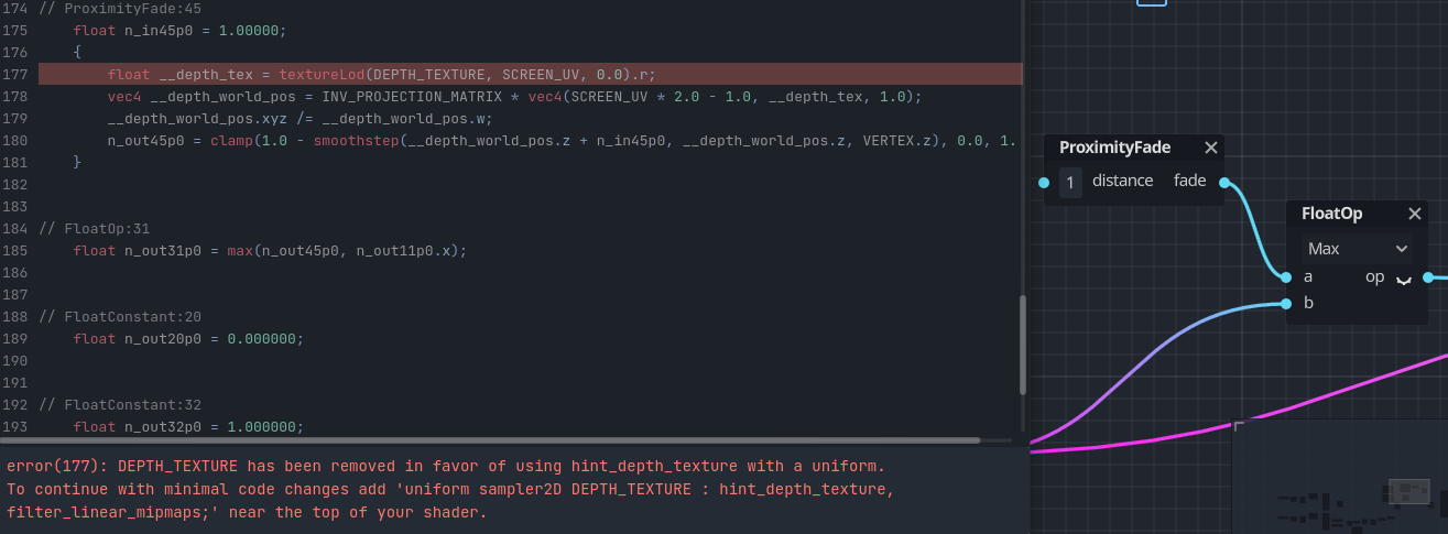 Adding a ProximityFade node in the shader editor reports an error · Issue #72042 · godotengine ...