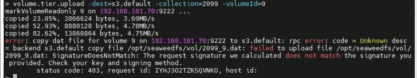 Cloud Tier Problem · Issue #2151 · seaweedfs/seaweedfs · GitHub