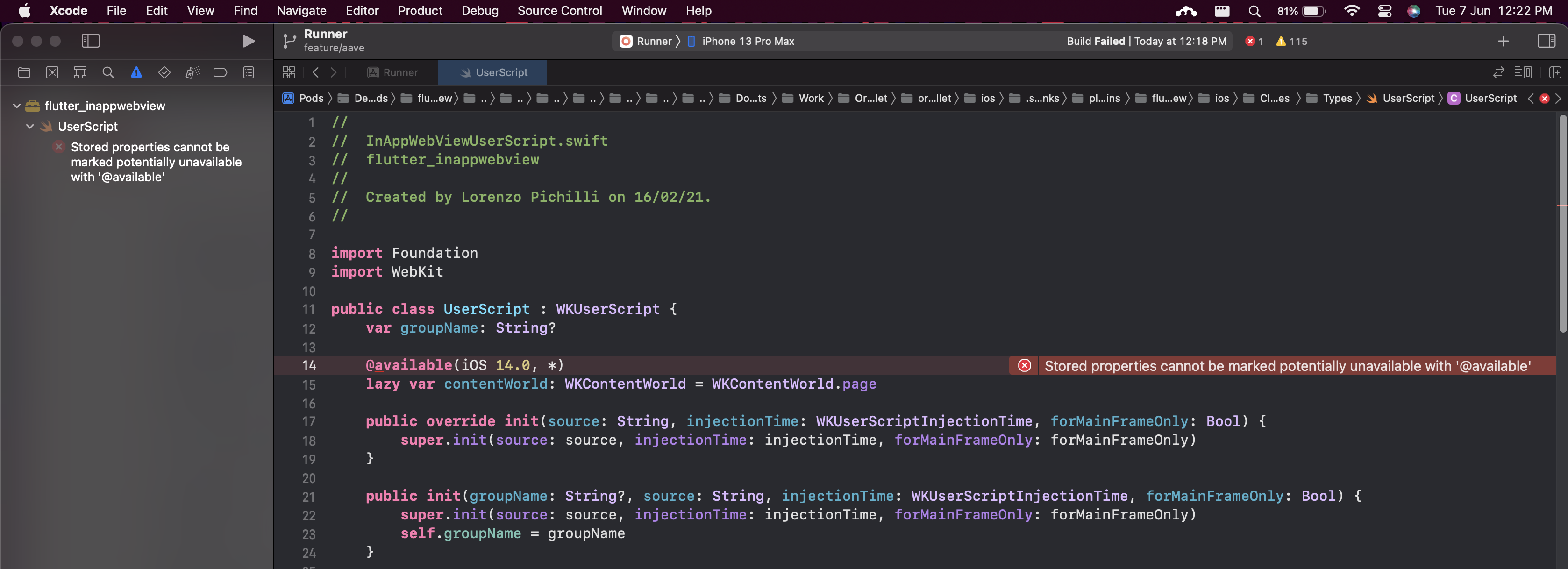 userscript: stored properties issue · Issue #1212 · pichillilorenzo/flutter_inappwebview · GitHub