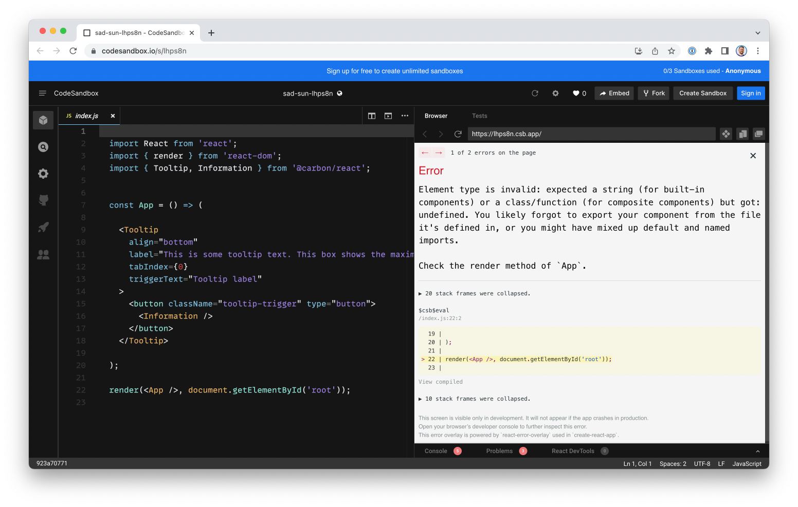 Generated Codesandboxes Using Icons Are Broken · Issue 3137 · Carbon Design Systemcarbon 