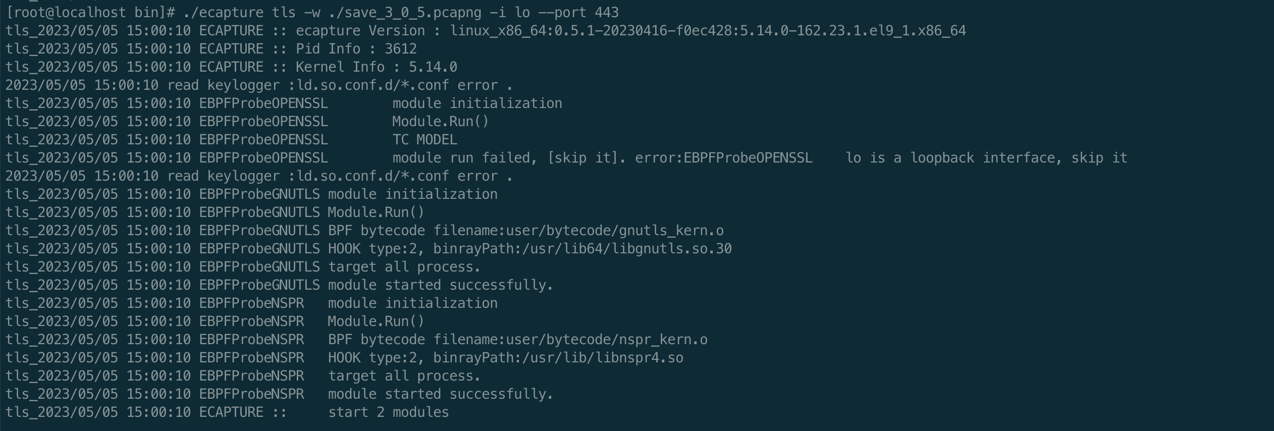 using -w and -i can't get pcap file in tls mode · Issue #353 · gojue/ecapture · GitHub