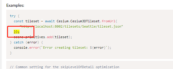最新 API 页面，对于 Cesium3DTileset 介绍中示例代码有误。 · Issue #11237 · CesiumGS/cesium · GitHub
