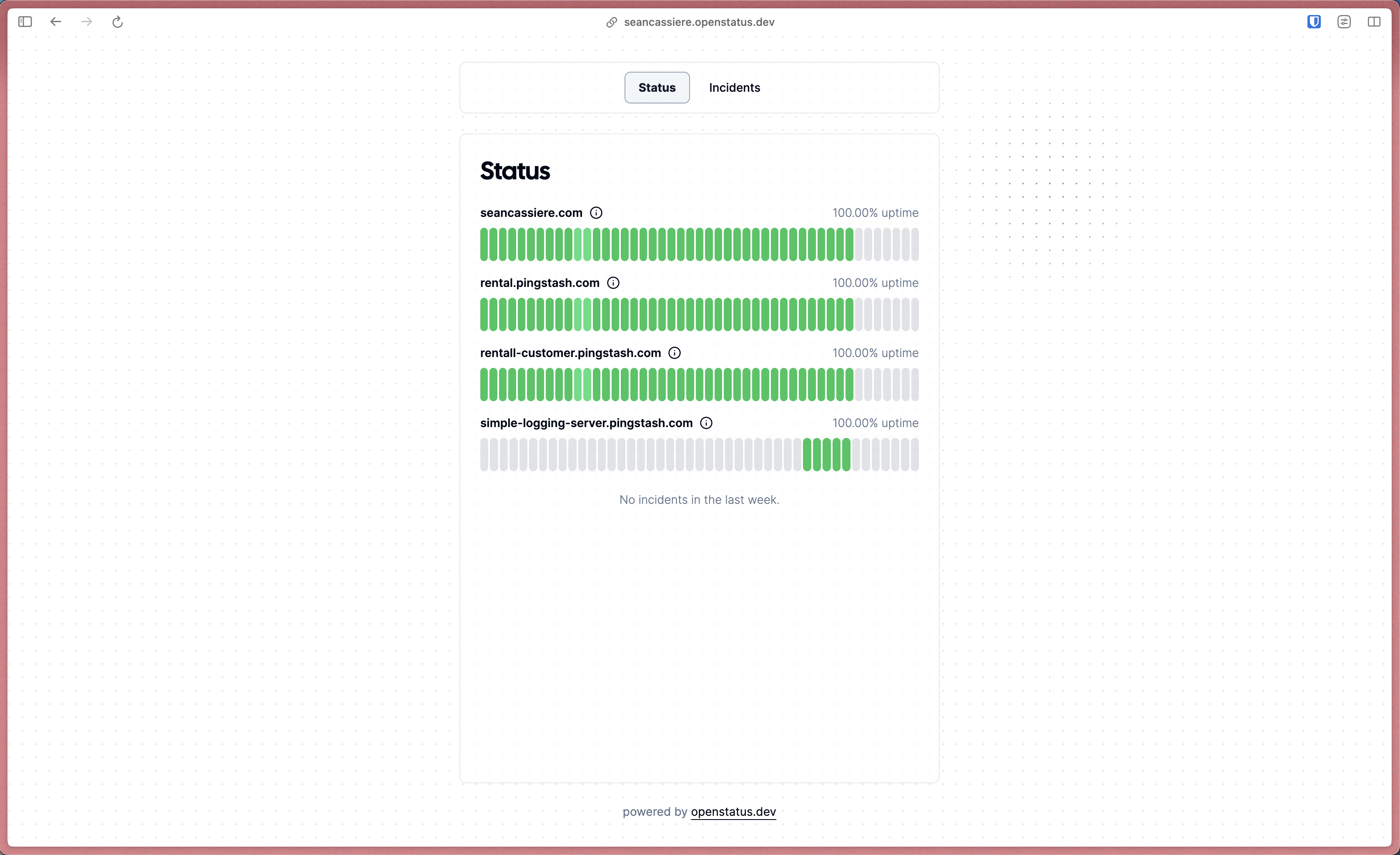 ui bug: green uptime bars get greyed out on the status page when ...