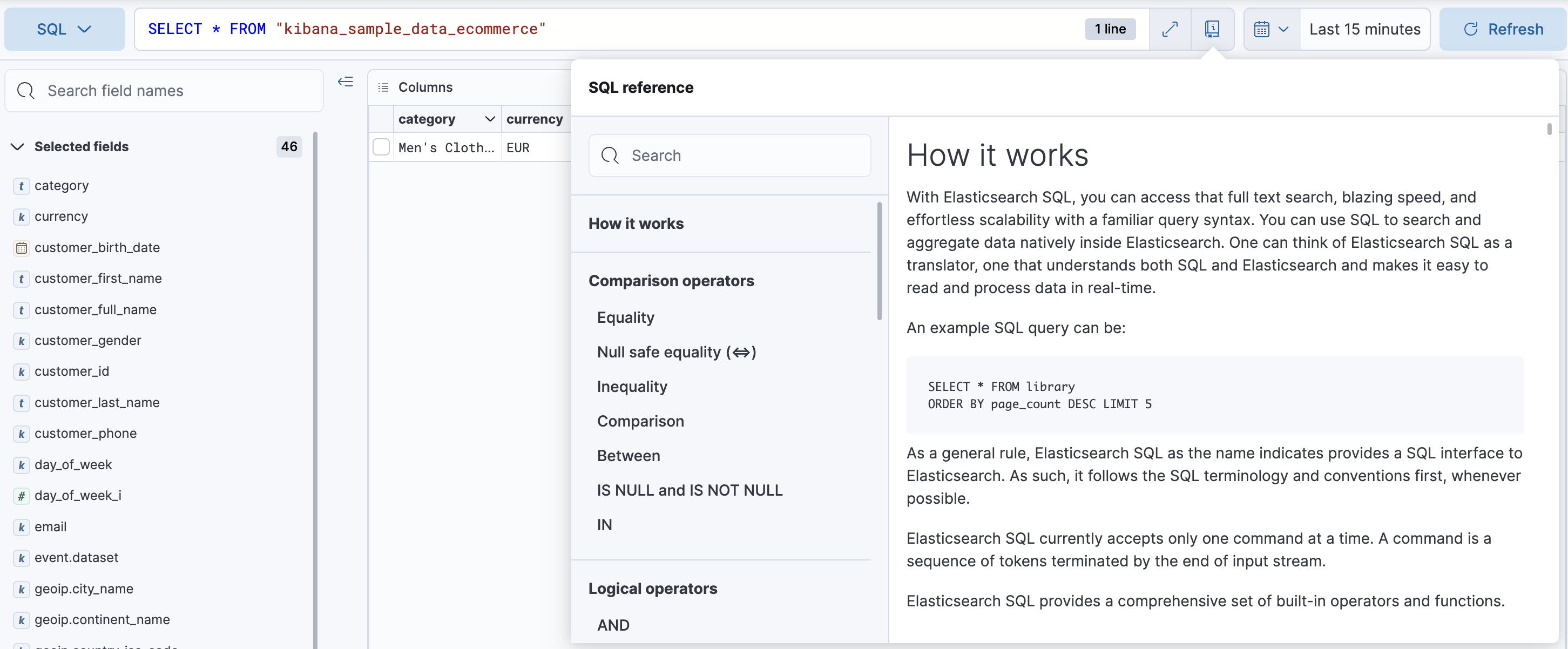 [Discover] [Unified Search] Add documentation for SQL · Issue #147481 · elastic/kibana · GitHub