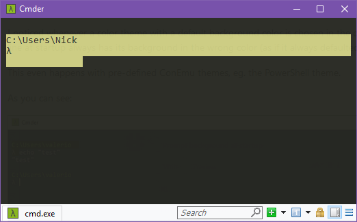 Prompt (λ) is same color as background · Issue #1554 · cmderdev/cmder · GitHub