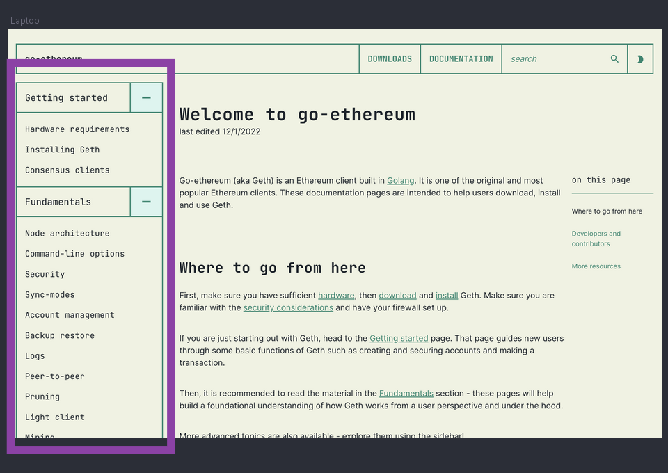 [docs] LHS menu should be closed by default · Issue #97 · ethereum/geth-website · GitHub
