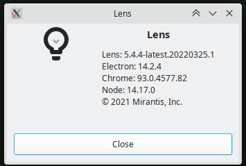 Information in "About Lens" is not selectable for copy to clipboard ...