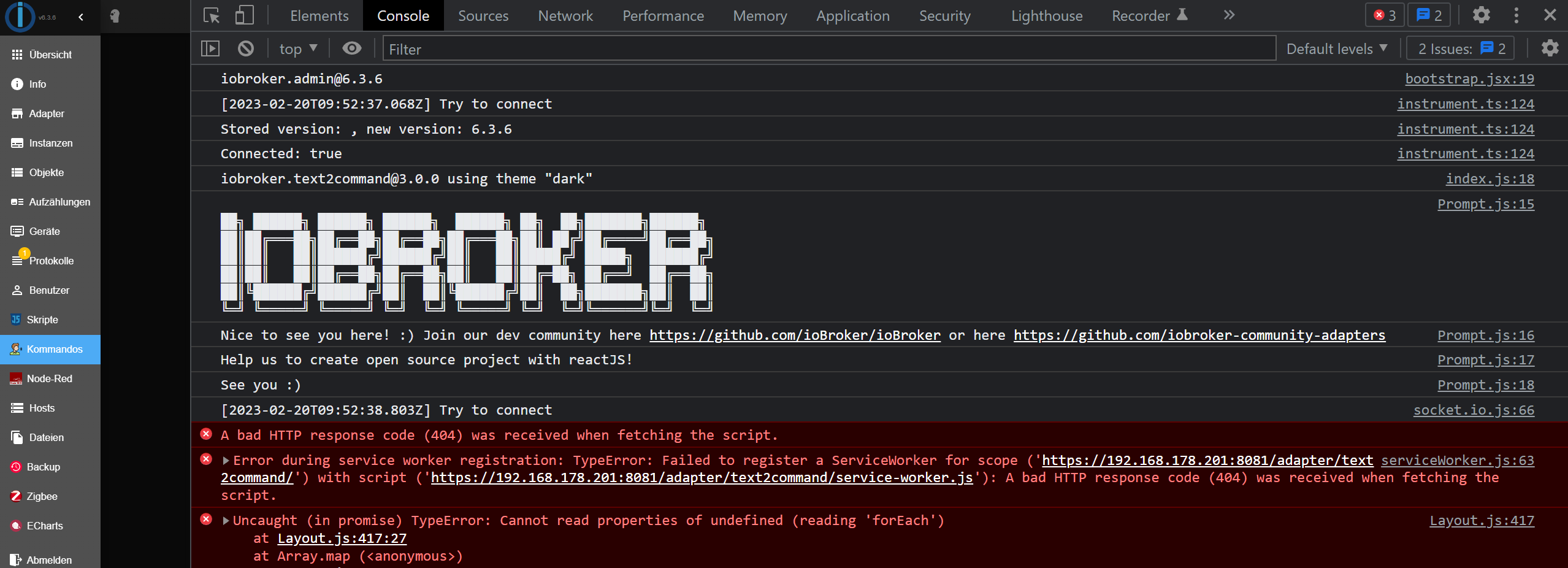 Update von 2.3.0 auf 3.0.0 · Issue #204 · ioBroker/ioBroker.text2command · GitHub