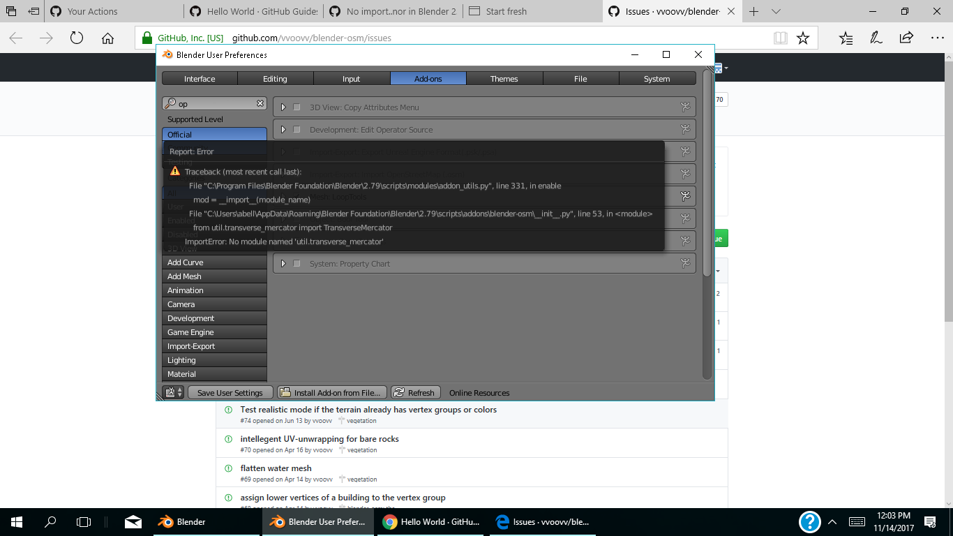 no module named 'util.transverse_mercator' · Issue #85 · vvoovv/blosm · GitHub