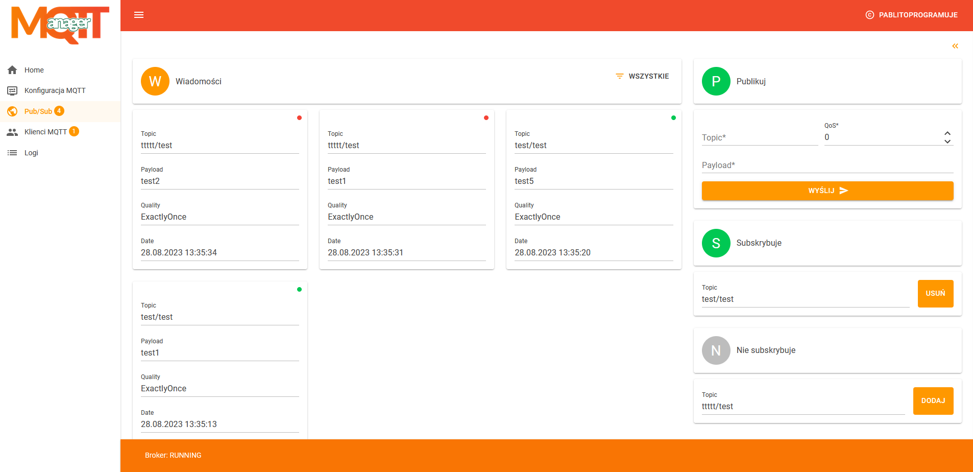 Github Pablito97mqttmanager Mqttmanager Is Web Mqtt Aplication To Create Broker And Read
