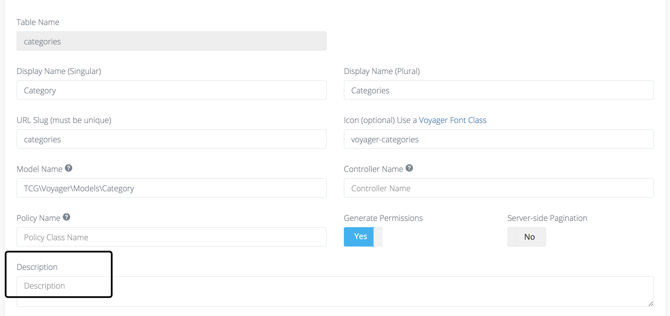 Where could be displayed BREAD description · Issue #2388 · thedevdojo/voyager · GitHub