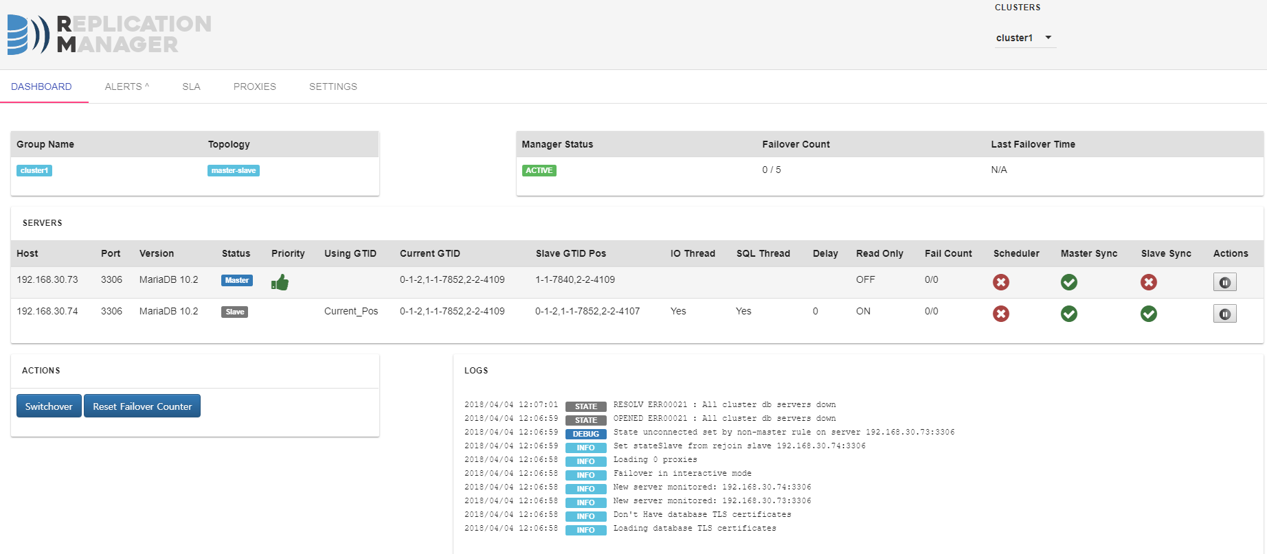 RESOLV ERR00021 : All cluster db servers down · Issue #224 · signal18/replication-manager · GitHub
