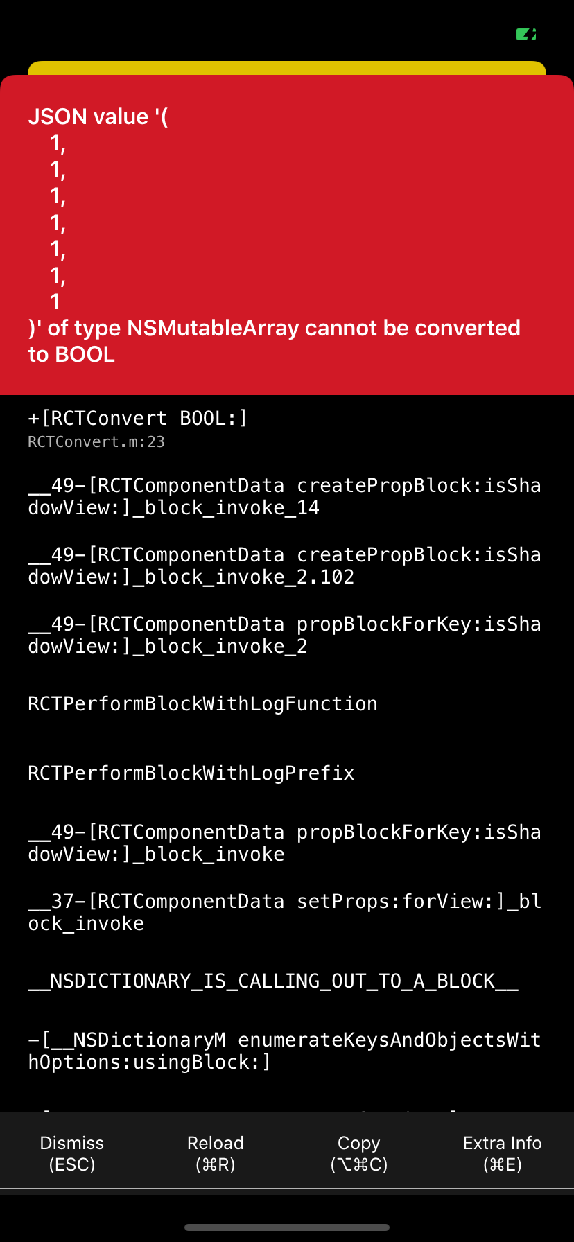 Tabs fail: JSON value '(1,1,1, ...)' of type NSMutableArray cannot be converted to BOOL · Issue ...