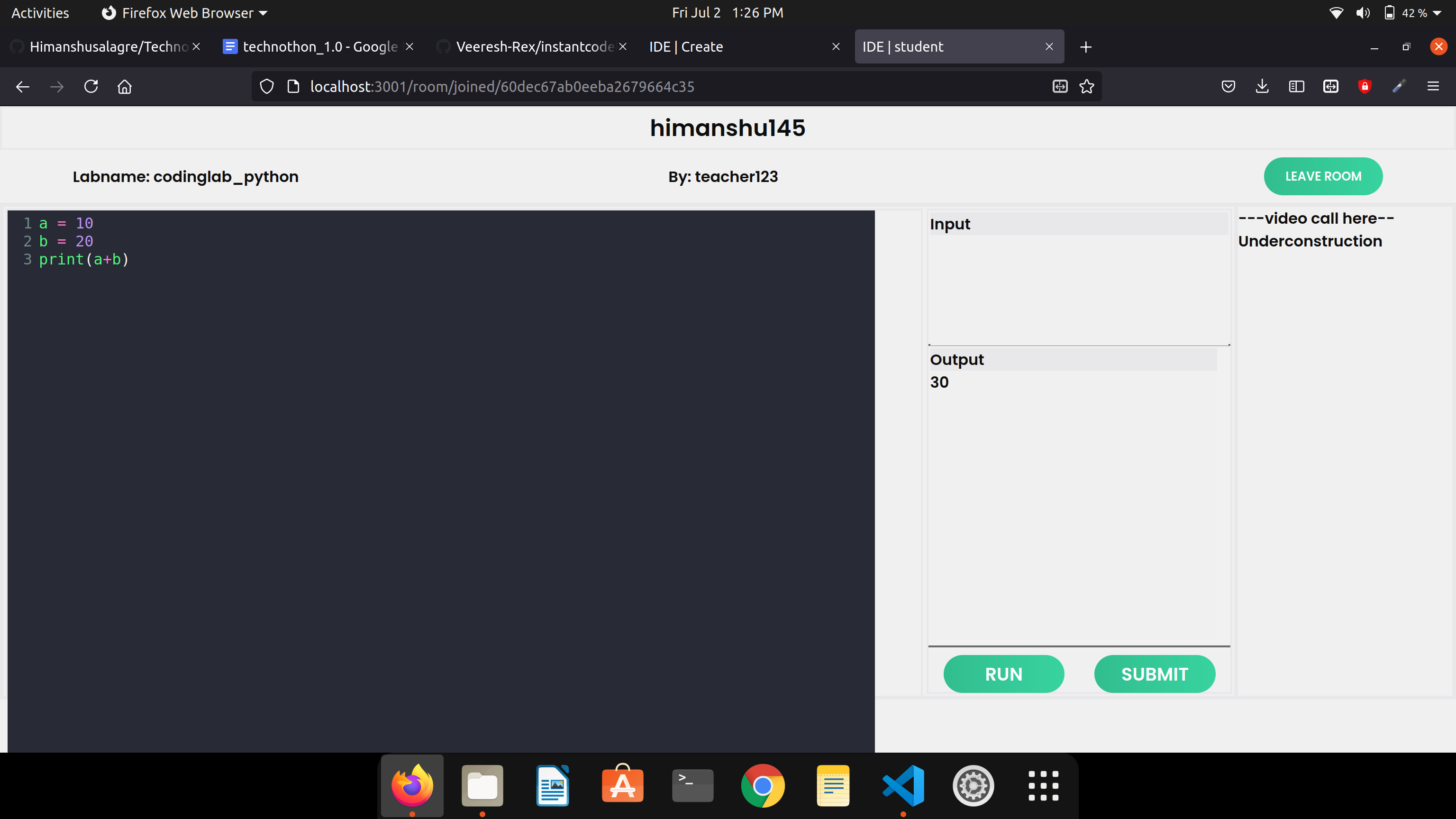 GitHub - Himanshusalagre/Technothon_1.0_2021: Collaborative Live Coding for teachers and students.