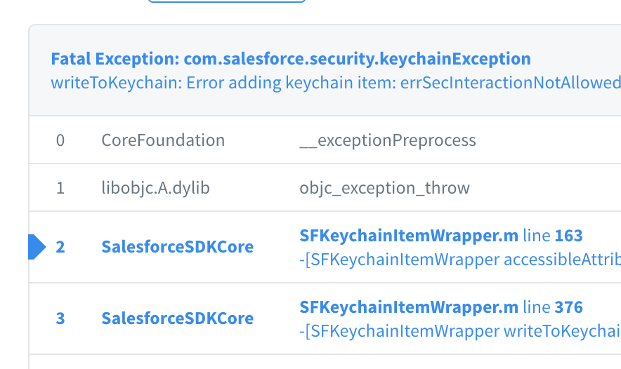 Crash in SFKeychainItemWrapper · Issue #2905 · forcedotcom/SalesforceMobileSDK-iOS · GitHub