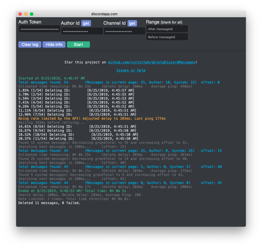 Delete All Your Messages From DM Or Channel In Discord GitHub