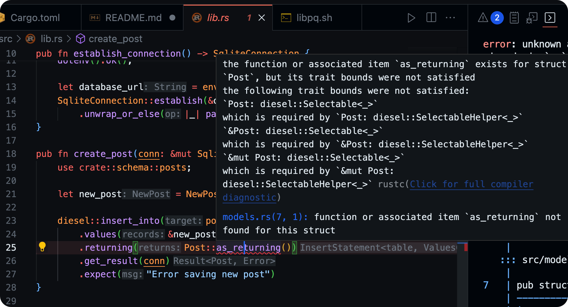 Sqlite Get Started example fails · Issue #3620 · diesel-rs/diesel · GitHub