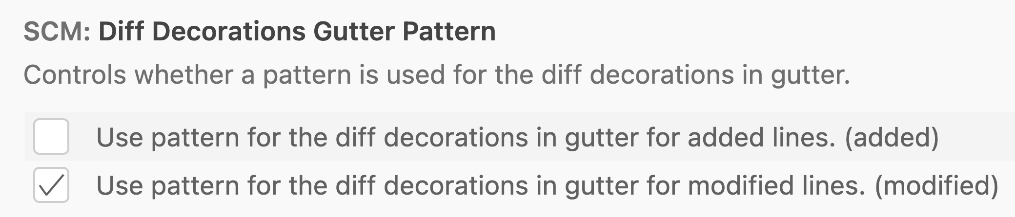 Provide option to disable scm decorator pattern · Issue #146220 · microsoft/vscode · GitHub