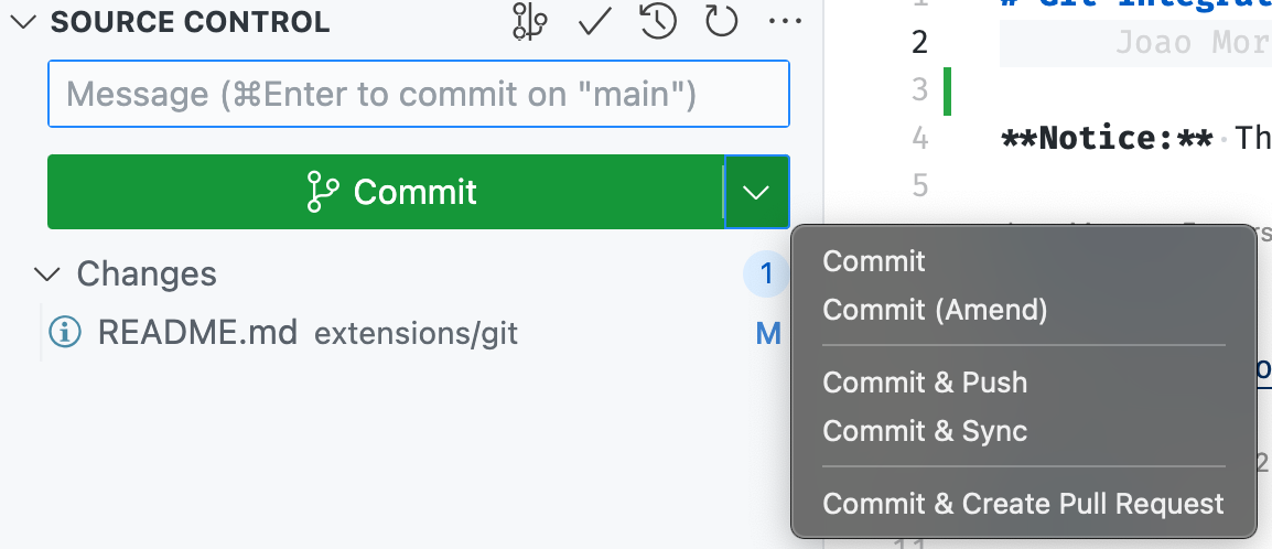 Feature Request Add Amend Option For To Commit Button · Issue 180419 · Microsoftvscode · Github