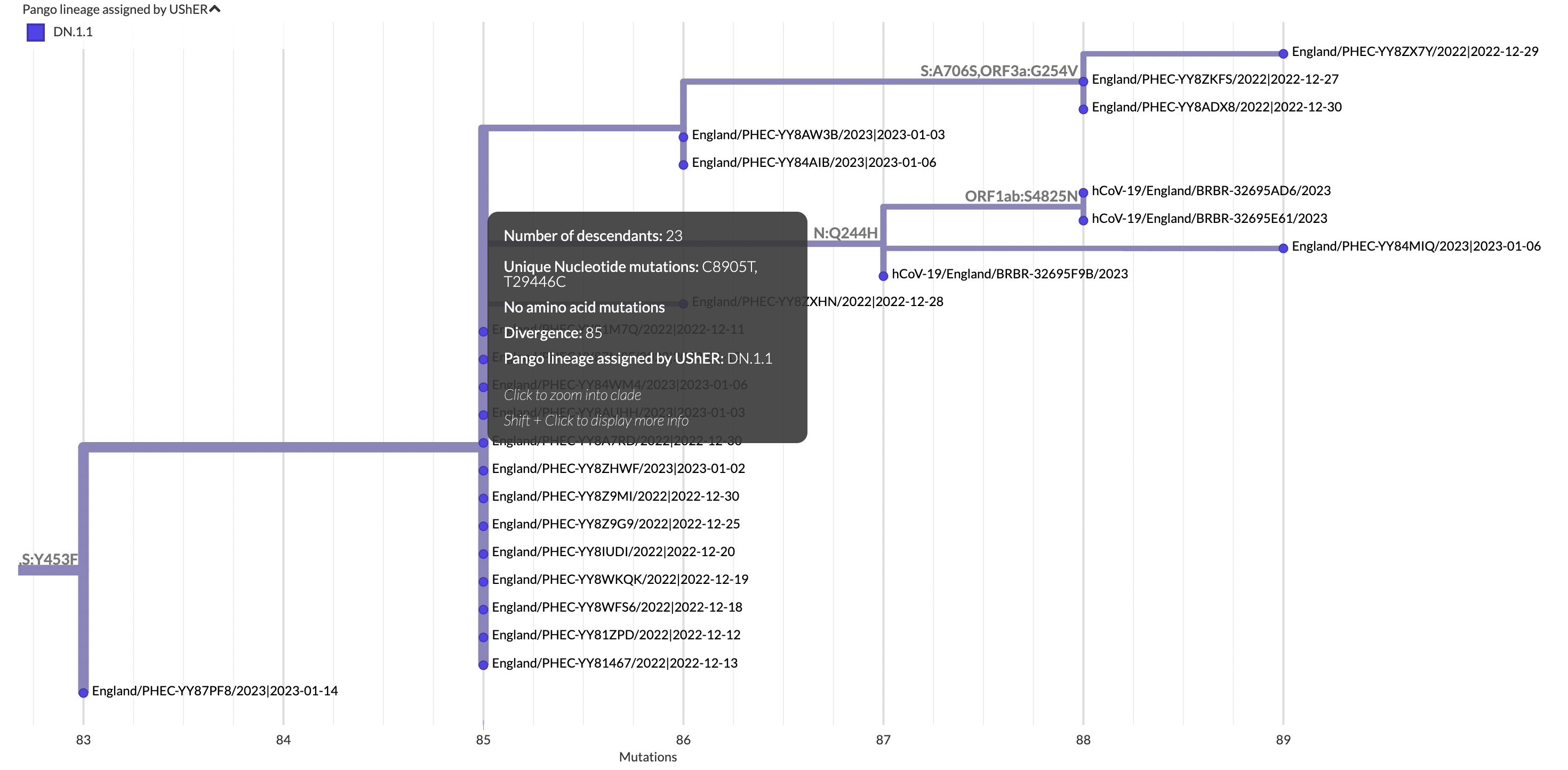 DN.1.1 Sublineage with S:Y453F, ORF1a:V721I, & ORF1a:N2752S [28 seq, Feb 3] · Issue #1548 · cov ...