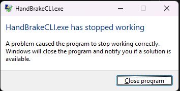 CLI crashes on execute · Issue #4677 · HandBrake/HandBrake · GitHub