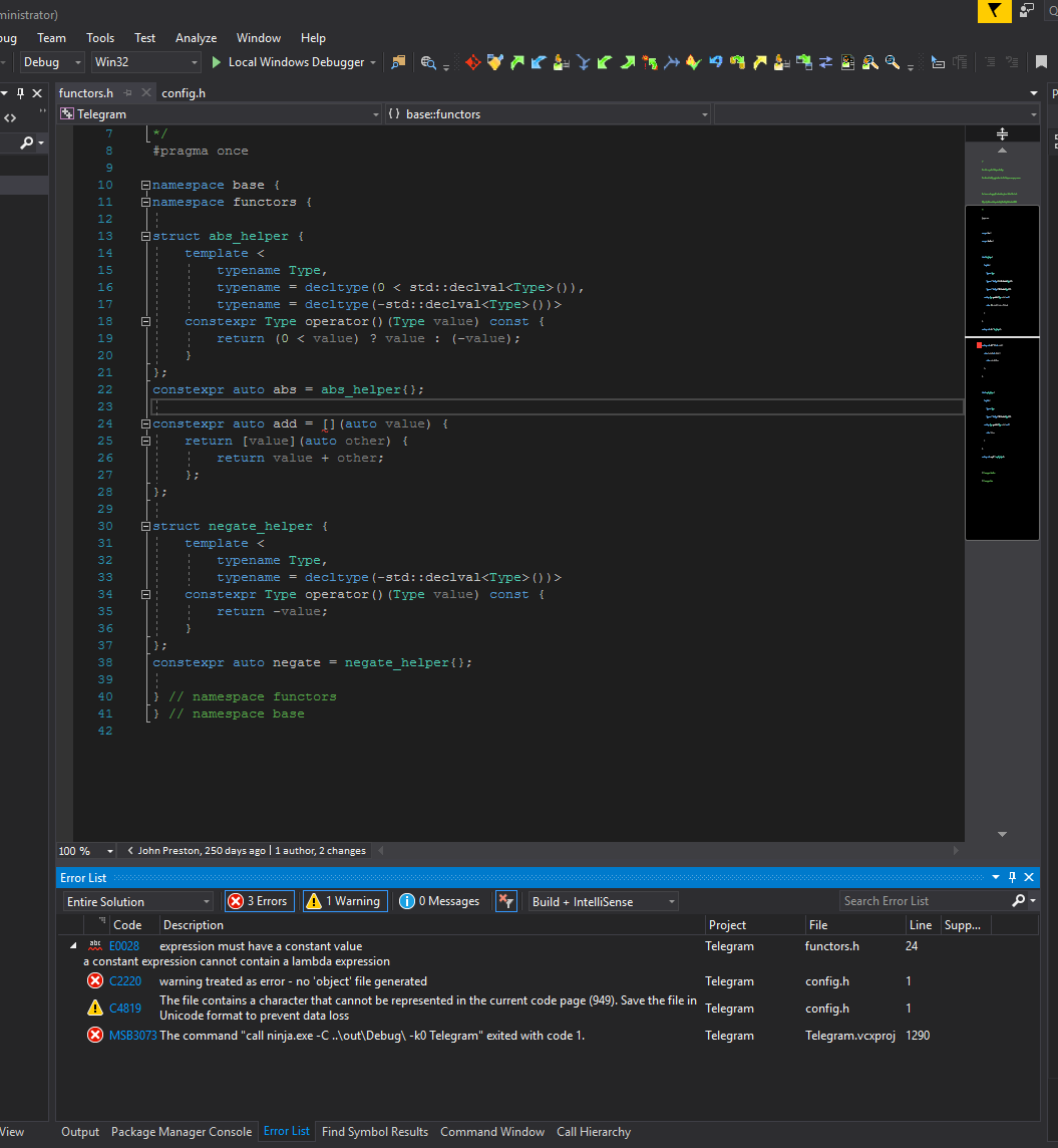 [build error] functors.h line 24 #Expression must have a constant value ...