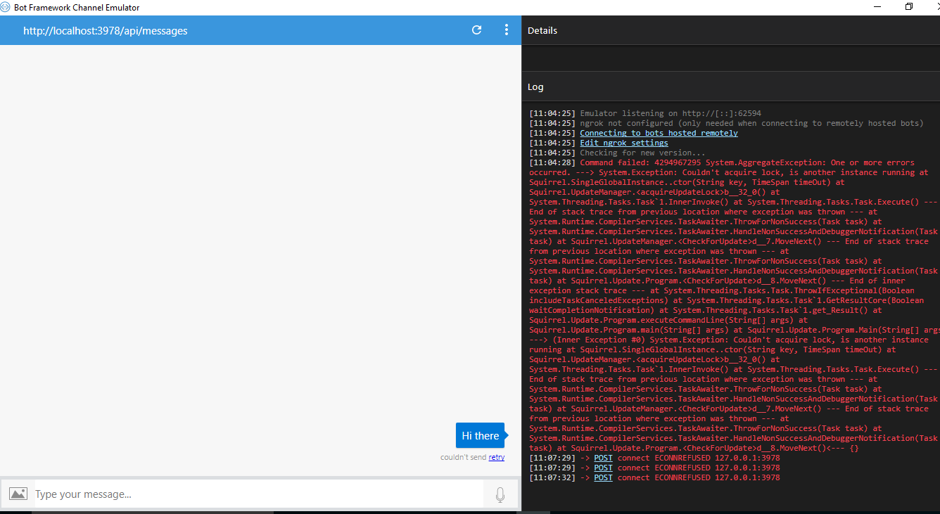 Not receiving response from Bot Emulator · Issue #359 · microsoft/BotFramework-Emulator · GitHub