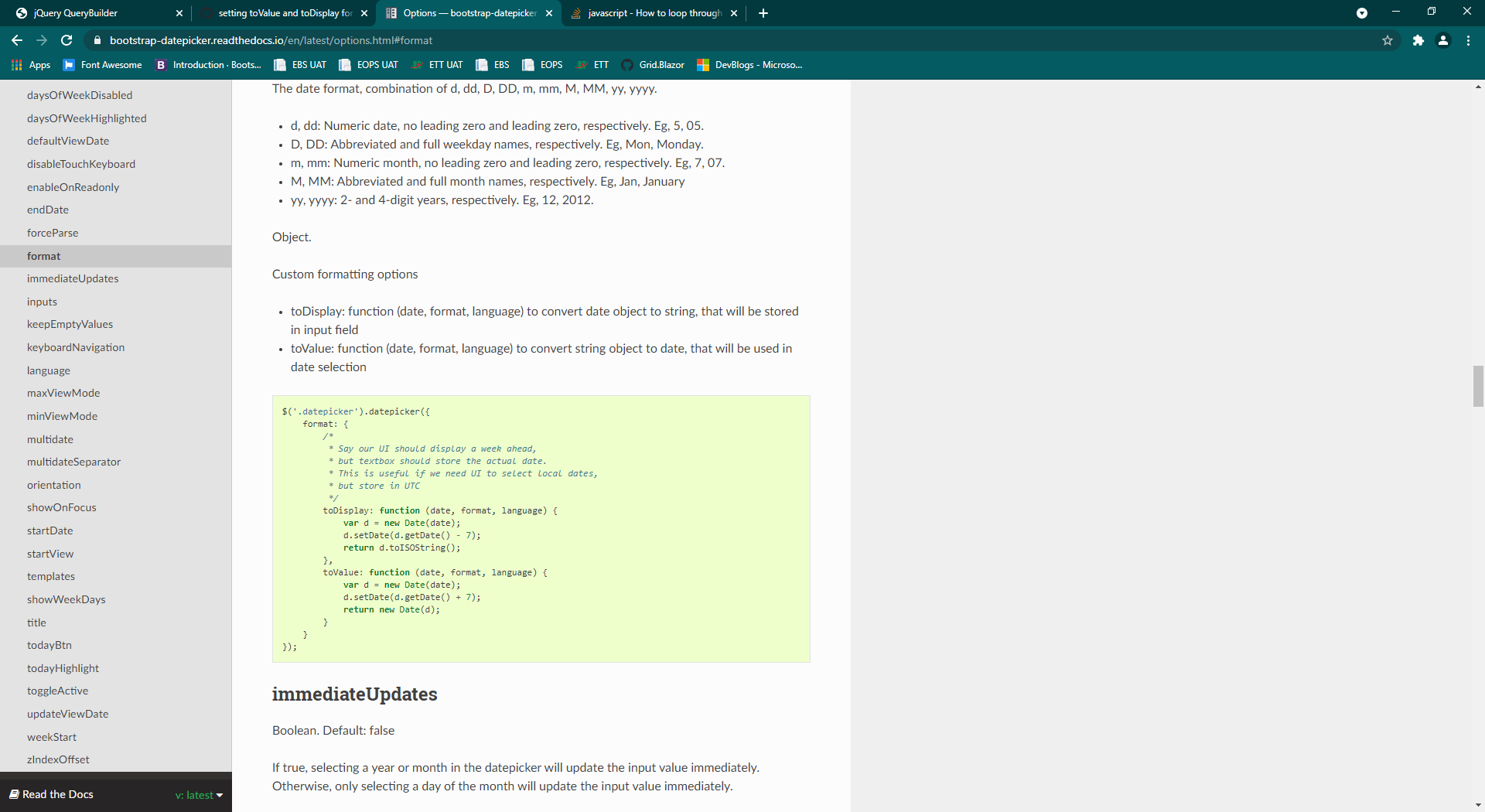 setting toValue and toDisplay for Bootstrap datepicker · Issue #913 · mistic100/jQuery ...