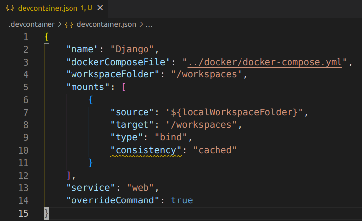 Linter Is Marking Consistency As Invalid Option For Mounts Entry Of Devcontainer Json File