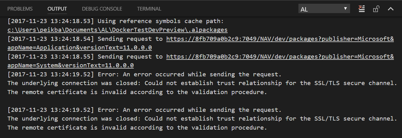 Error While Downloading Symbols In Vs Code In Nav Developer Preview From Docker · Issue 978