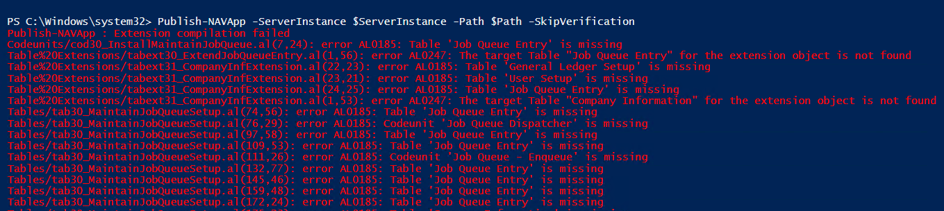 Publish-NAVApp fails with AL0132 · Issue #5277 · microsoft/AL · GitHub