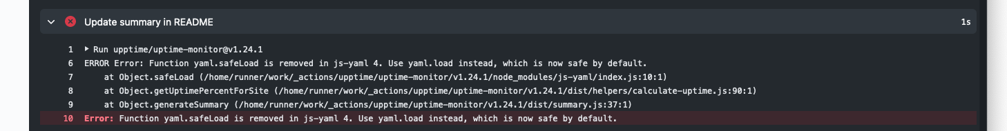 `Update Summary in README` workflow failing · Issue #176 · upptime/upptime · GitHub