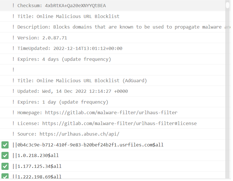 Integrated "Online Malicious URL Blocklist" filter list outdated · Issue #4575 · AdguardTeam ...