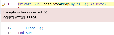 Erase statement crashes on a method with ByRef parameter · Issue #367 · twinbasic/twinbasic · GitHub