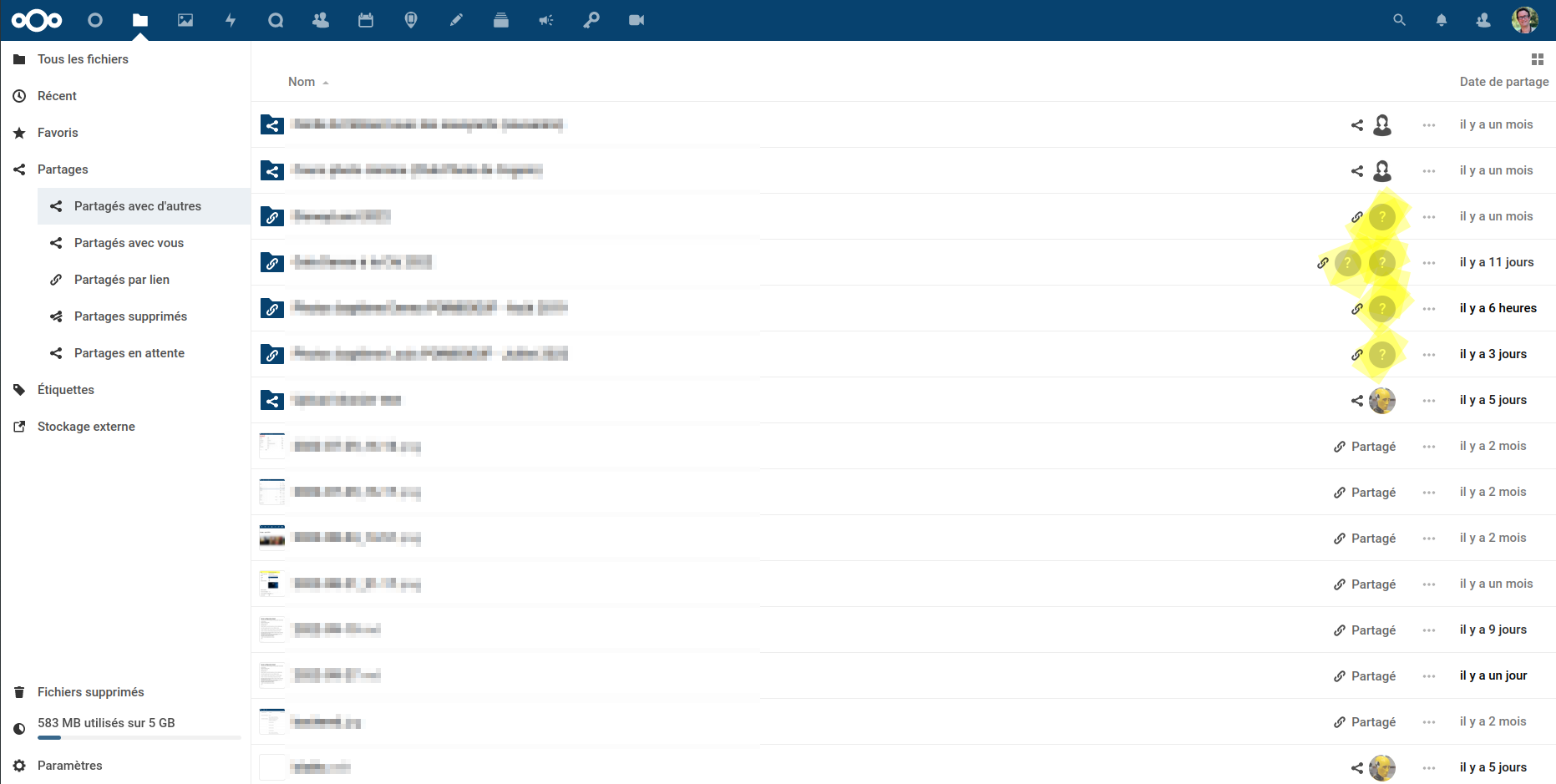 [Bug]: Inappropriate (weird) "?" icon for external e-mail shares in the "Shared with others ...