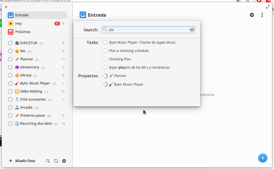 Quick find should be more visually integrated into the app · Issue #206 · alainm23/planify · GitHub
