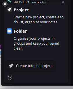 The button for creating a sample project should be located where it is possible to create new ...
