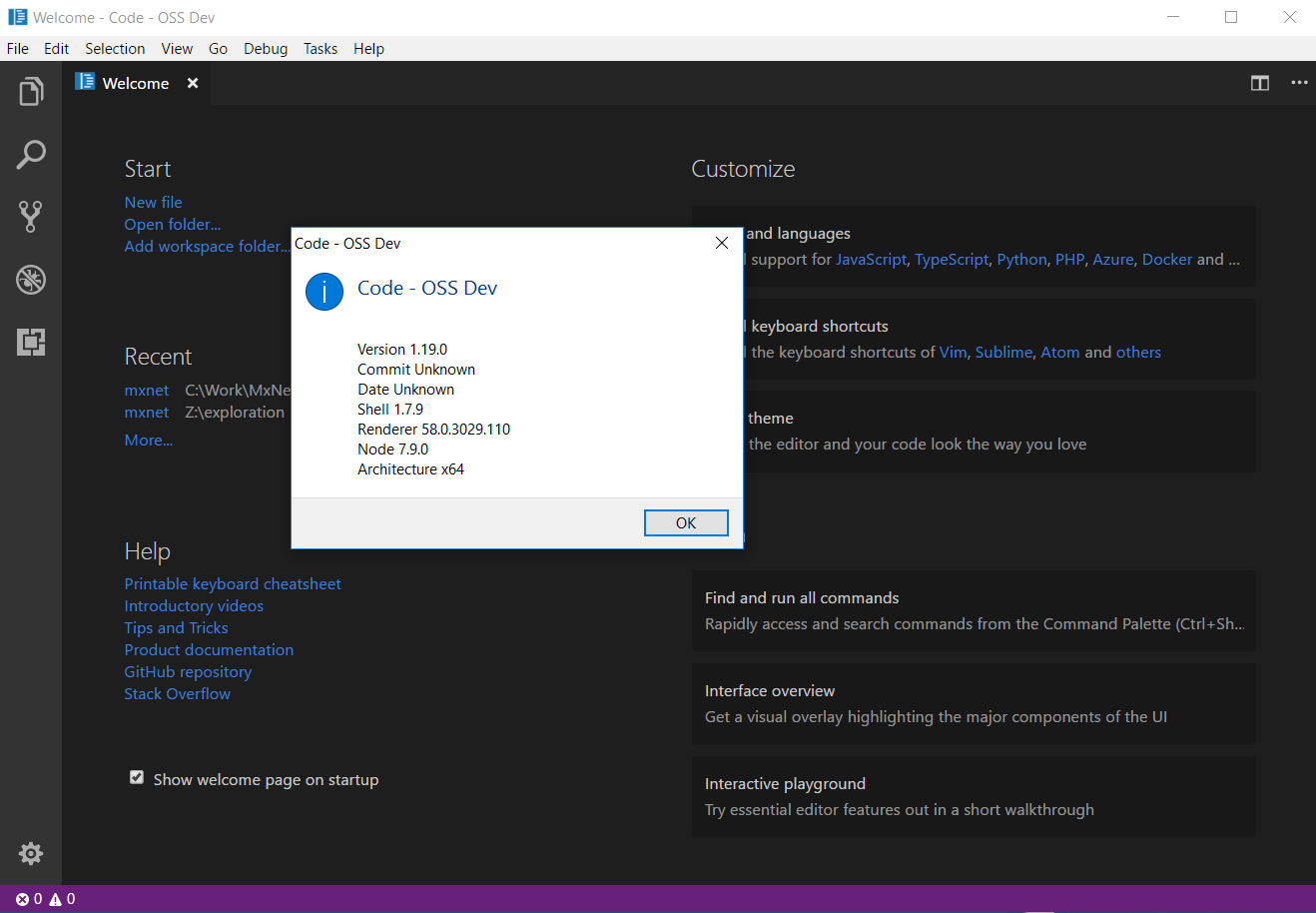 Building win32-ia32 succeeded, but Standalone executable doesn't manage to fully start (window ...