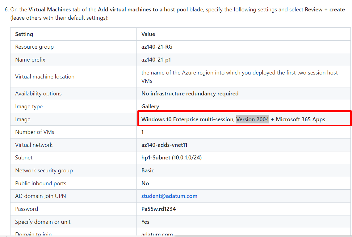 Unable to find VM image "Windows 10 Enterprise multi-session, Version 2004 + Microsoft 365 Apps ...