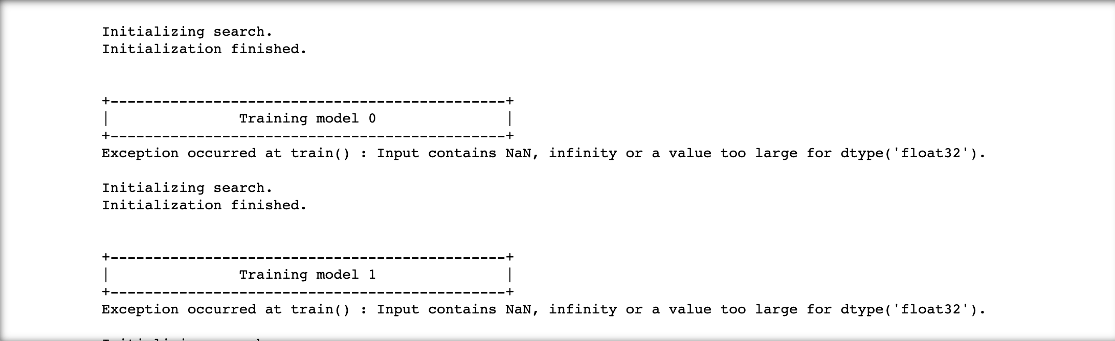 Exception Occurred At Train Input Contains Nan Infinity Or A Value Too Large For Dtype 2012