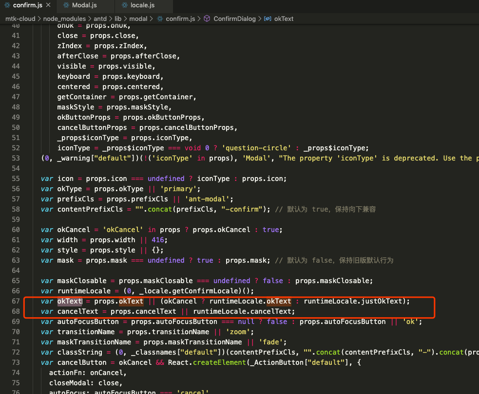 Modal.confirm中的okText，cancelText默认状态不是中文，而是英文 · Issue #19692 · ant ...