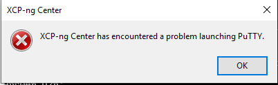 XCP-ng Center 8 unable to launch putty · Issue #165 · xcp-ng/xenadmin · GitHub