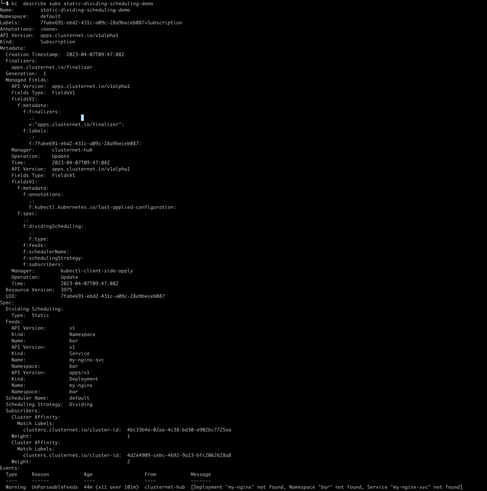 cannot deploy demo application, hub and agent have some error logs · Issue #656 · clusternet ...