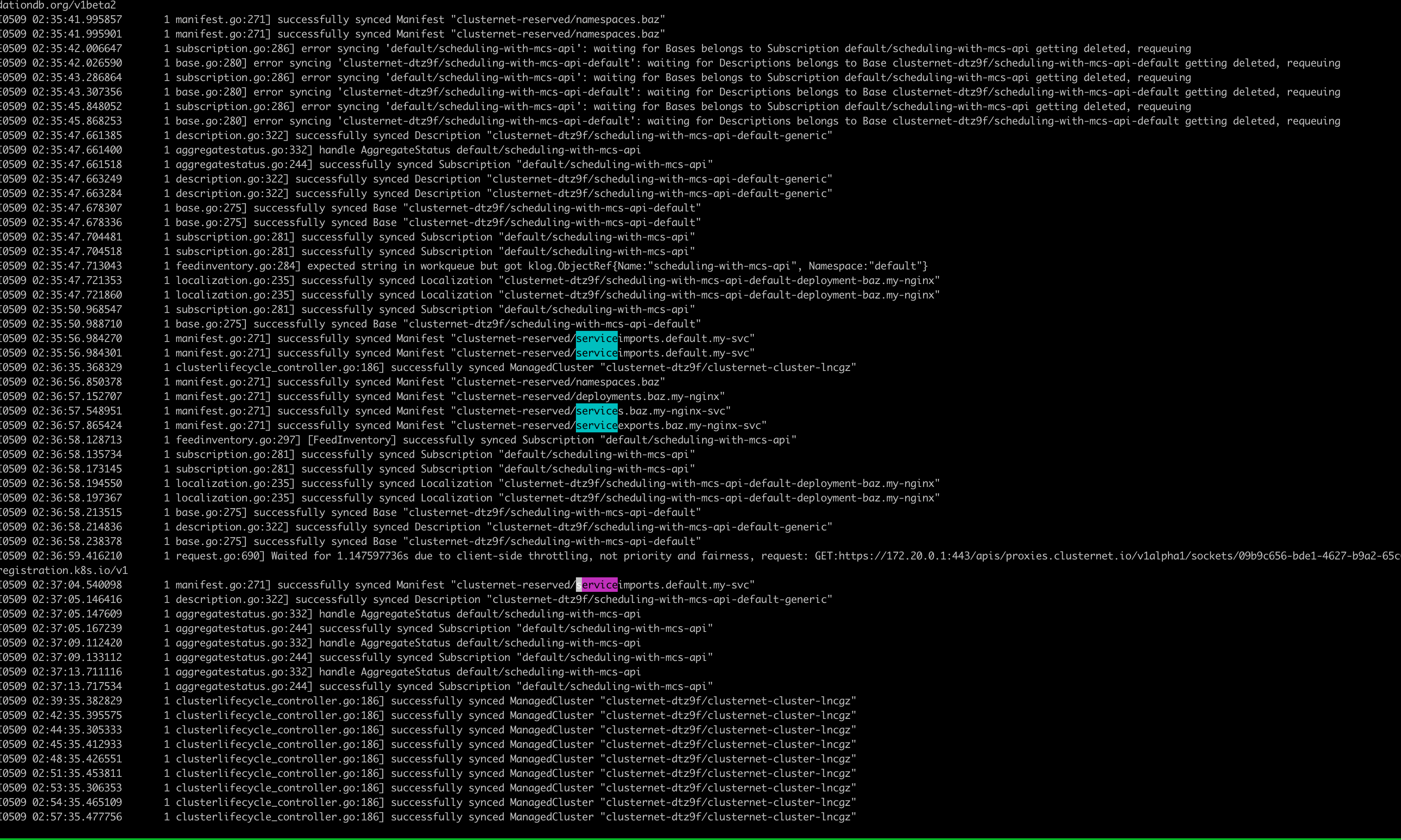 the example/scheduling-with-mcs-api doesn't work · Issue #678 · clusternet/clusternet · GitHub