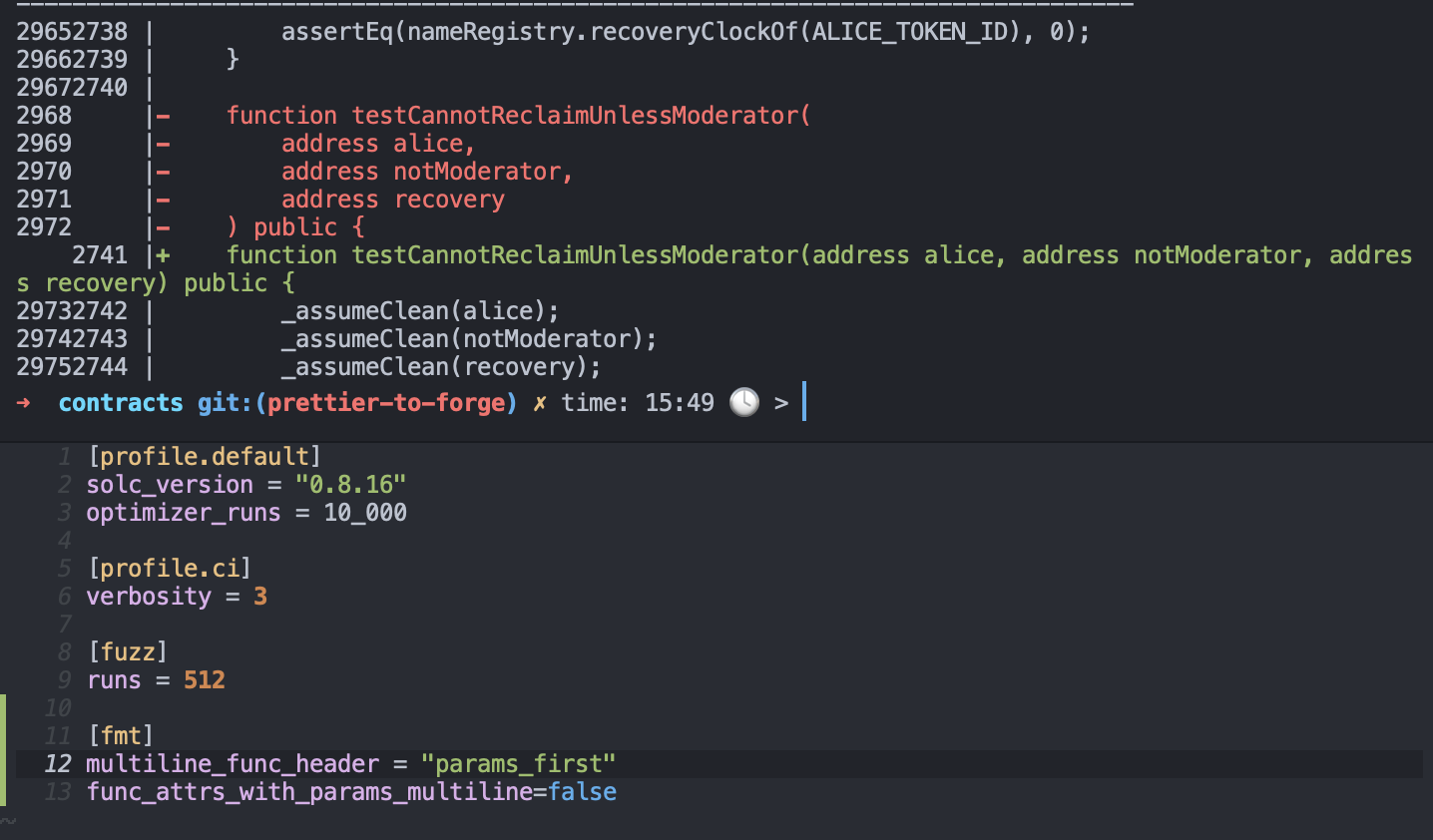 Place function params on separate lines using `forge fmt` · Issue #3713 · foundry-rs/foundry ...