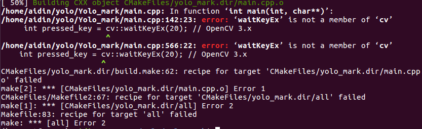 error: ‘waitKeyEx’ is not a member of ‘cv’ · Issue #20 · AlexeyAB/Yolo ...