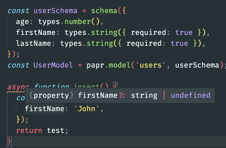 Misleading types in the example from the docs when calling insertOne ...