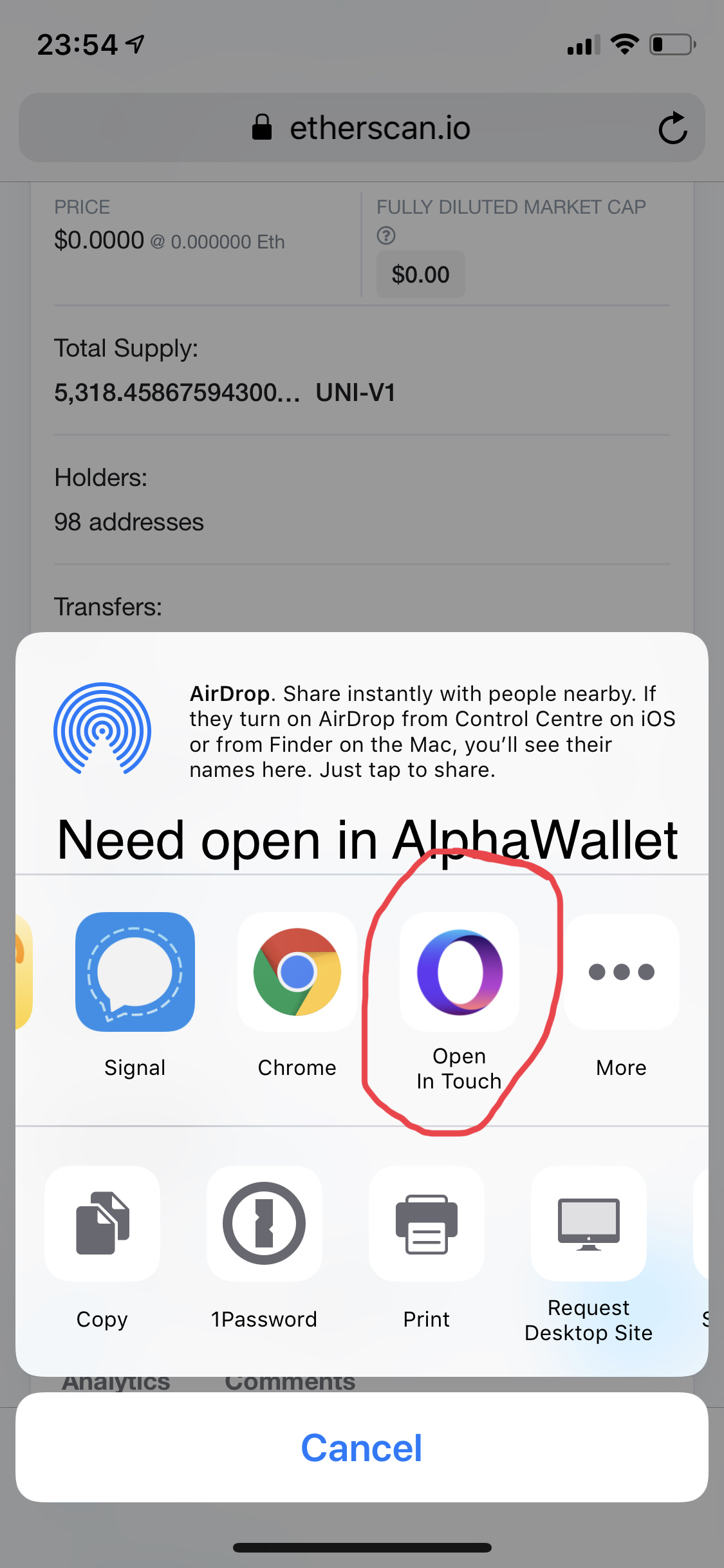 Add Open in AlphaWallet DApp Browser in iOS Activities · Issue #1100 · AlphaWallet/alpha-wallet ...