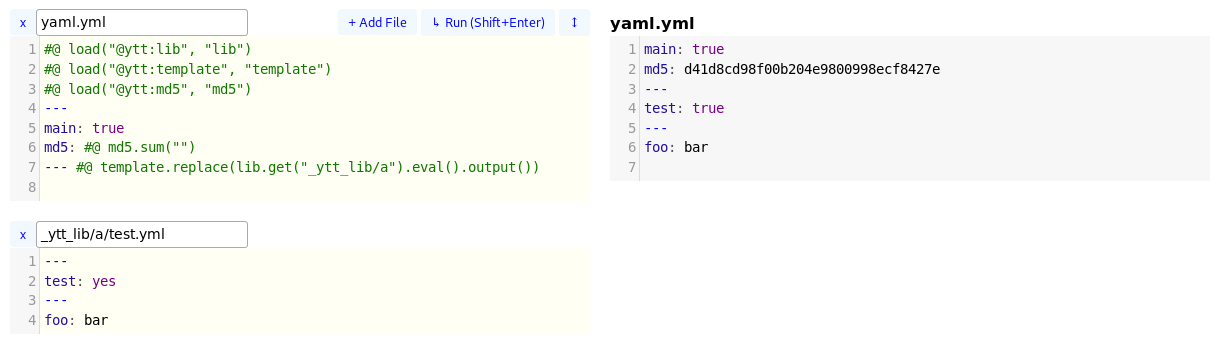Missing ability to include another YAML file in a short way (ie combine load + func call ...